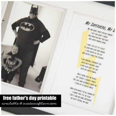 My Superhero, My Dad Poem and Printable