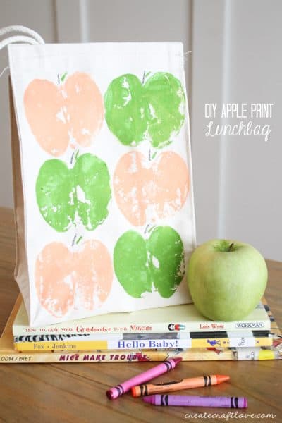 DIY Apple Print Lunchbag