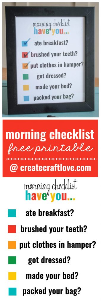 Morning Checklist Printable - Create Craft Love