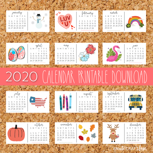 2020 Calendar Printable Download - Create Craft Love