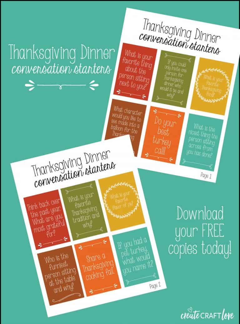 Thanksgiving Dinner Conversation Starters Create Craft Love